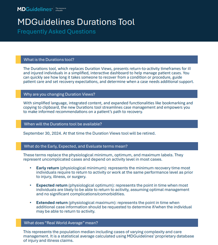 Experience the Power of MDGuidelines Durations - MDGuidelines